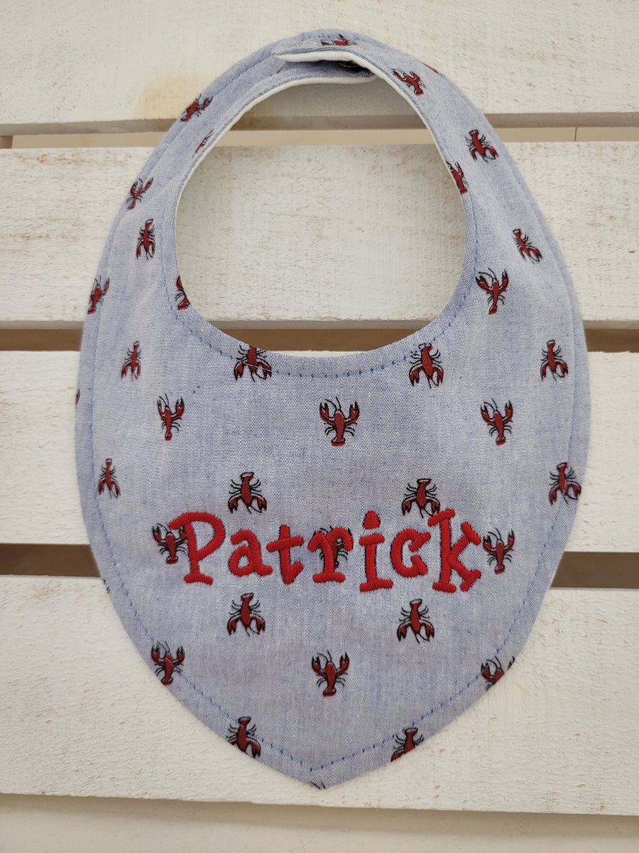Baby Bib Personalized Crawfish Theme Fabric – Personally Yours Monogramming
